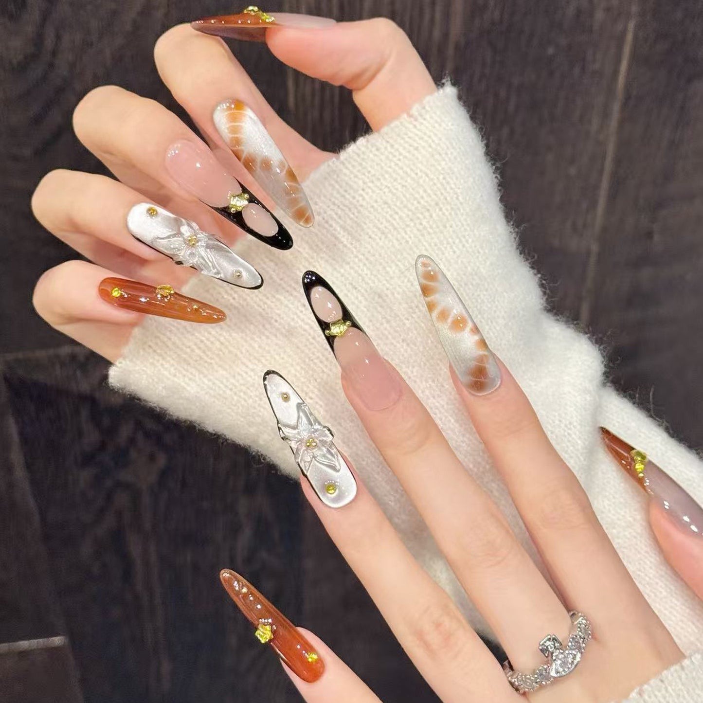 TheMore Crazy 100% Handcrafted Premium Press-On Nails [N015] – Noblesse Hair